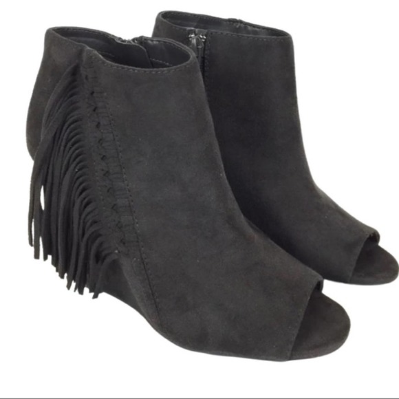 Indigo Road | Shoes | Indigo Road Gray Suede Peep Toe Wedge Booties Sz ...